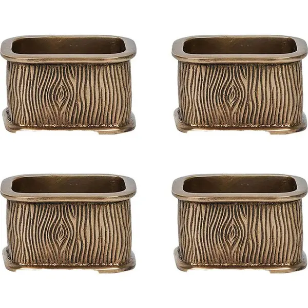 JULISKA Blenheim Oak Set Of 4 Napkin Rings - Brass