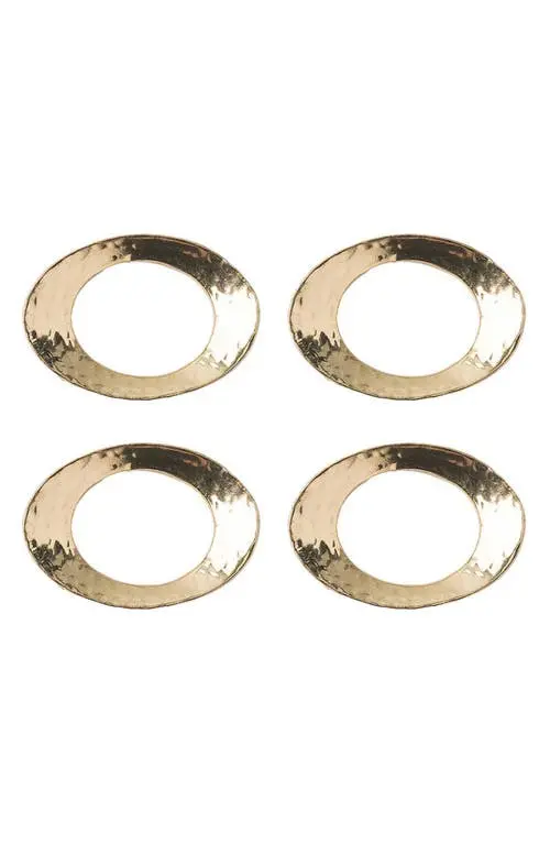 JULISKA Puro Set Of 4 Hammered Napkin Rings - Gold