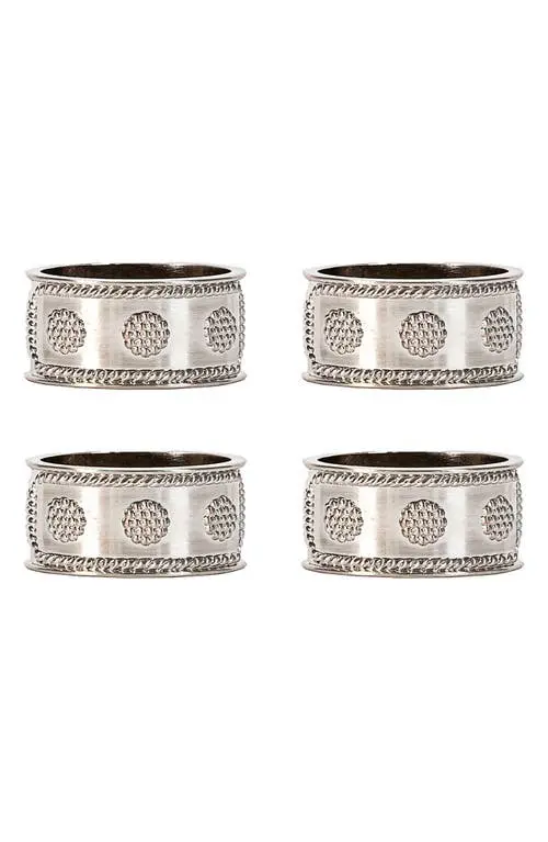 JULISKA Berry & Thread Set Of 4 Napkin Rings - Silver