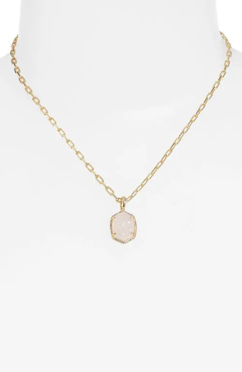 Kendra Scott Daphne Pavé Frame Pendant Necklace - Gold Iridescent Drusy