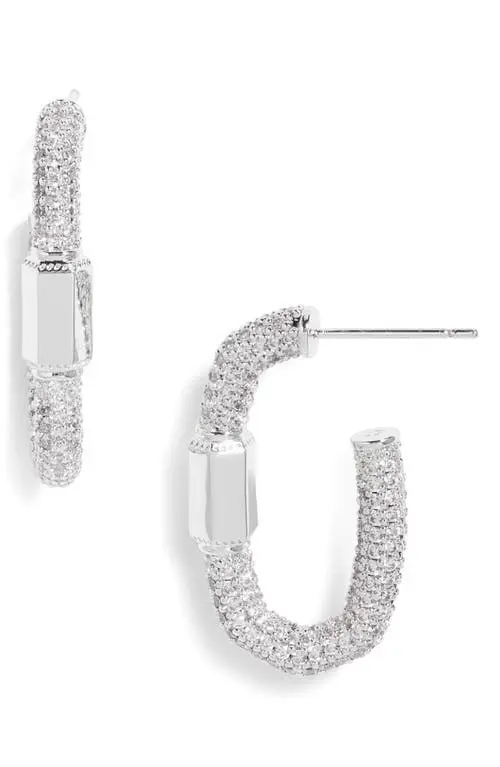 Kendra Scott Emery Hoop Earrings - Rhodium White Crystal