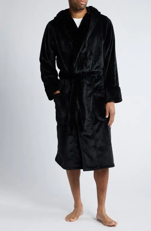 Nordstrom Fleece Hooded Robe - Black