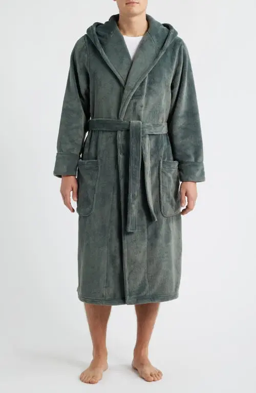 Nordstrom Fleece Hooded Robe - Green Balsam