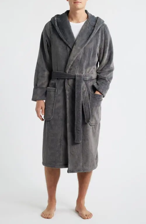 Nordstrom Fleece Hooded Robe - Grey Magnet