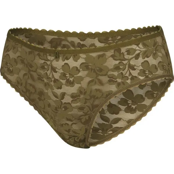 SAVAGE X FENTY Lavish Lace Hipster Briefs - Military Olive Green