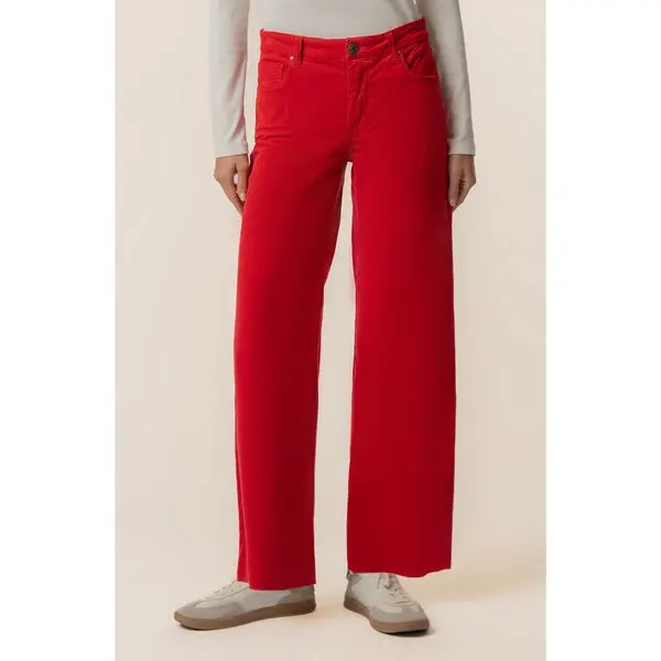 Kut From The Kloth Meg Fab Ab High Waist Wide Leg Corduroy Pants - Ruby Red