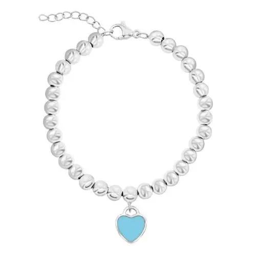 DONATELLO GIAN Beaded Heart Charm Bracelet - Silver