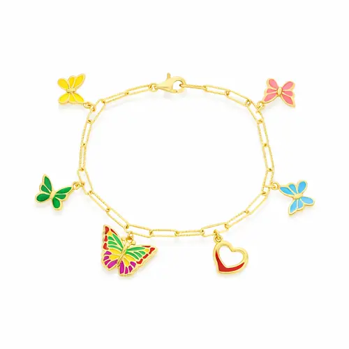 DONATELLO GIAN Heart And Butterfly Charm Bracelet - Gold
