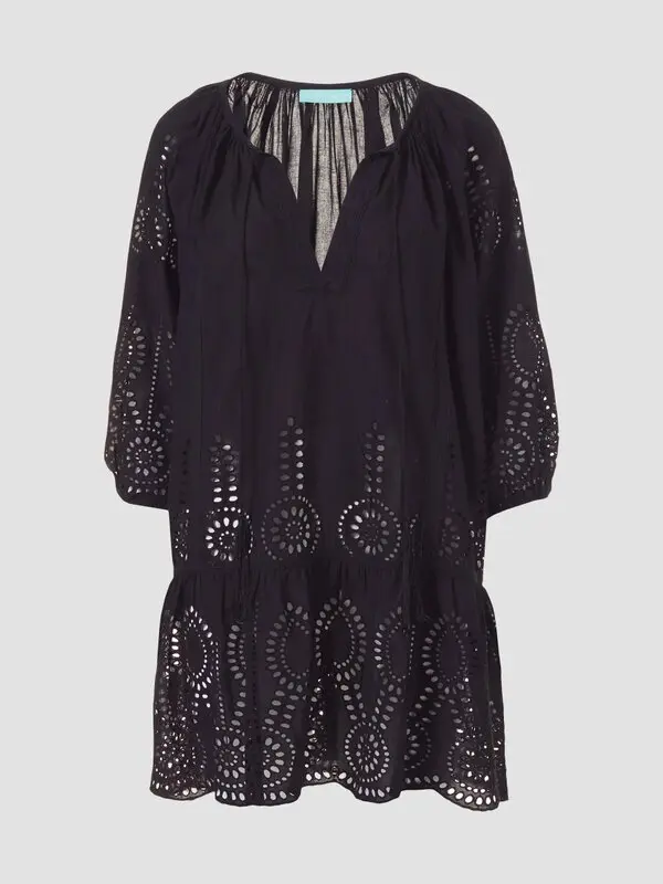 Melissa Odabash Ashley Eyelet Cotton Cover-up Minidress - Black