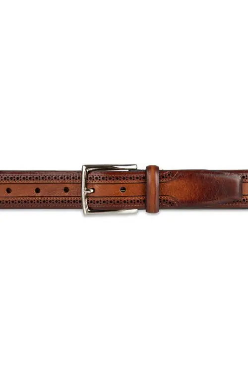 Cole Haan Brogue Leather Belt - Tan