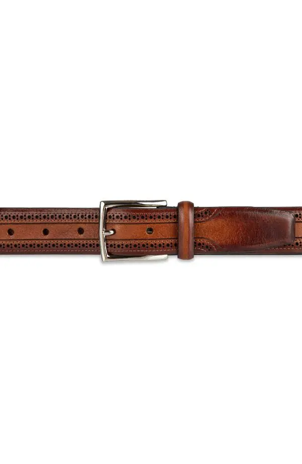 Cole Haan Brogue Leather Belt - Tan