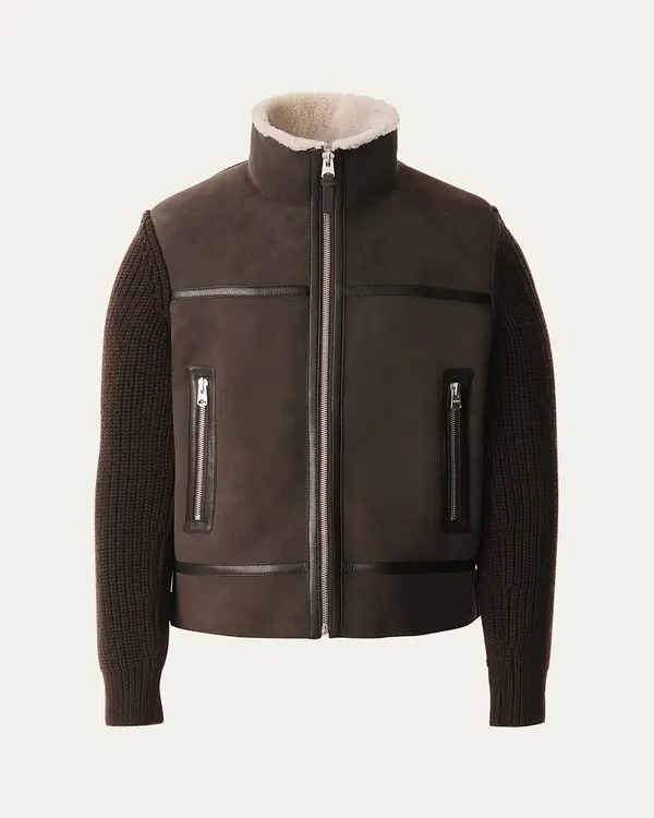 Mackage Jonathan Mixed-media Shearling Jacket - Coffee-nat