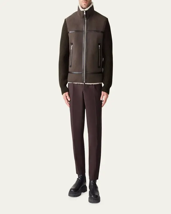 Mackage Jonathan Mixed-media Shearling Jacket - Coffee-nat