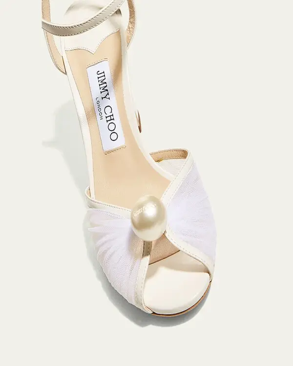 JIMMY CHOO Sacaria Tulle Pearly Sandals