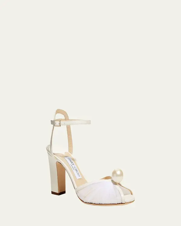 JIMMY CHOO Sacaria Tulle Pearly Sandals