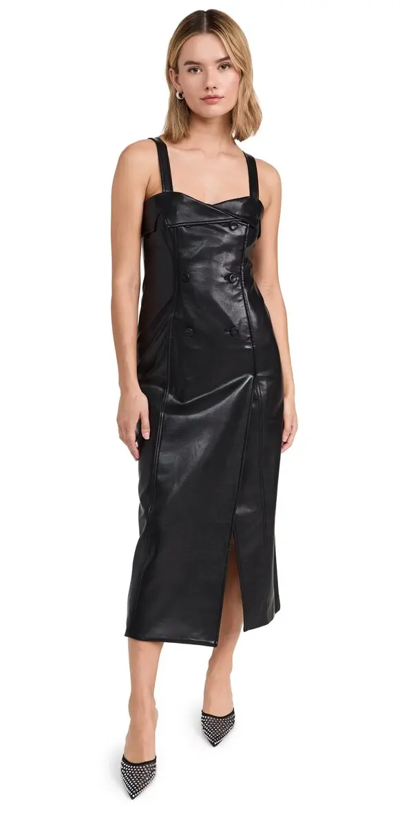 Cinq à Sept Tessa Faux Leather Dress In Black - 60% Off