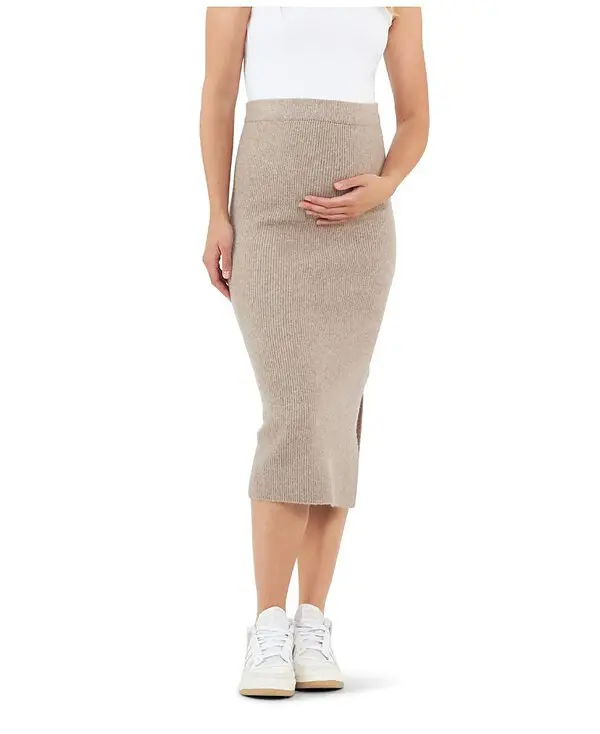 RIPE MATERNITY Dani Knit Midi Skirt - Latte