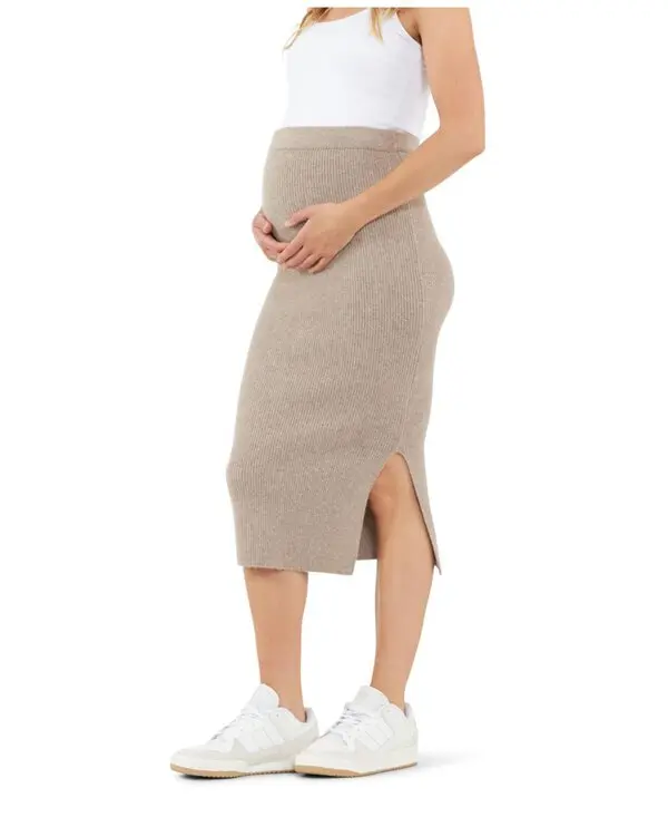 RIPE MATERNITY Dani Knit Midi Skirt - Latte