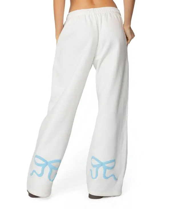 EDIKTED Bonney Bow Detail Sweatpants - Cream