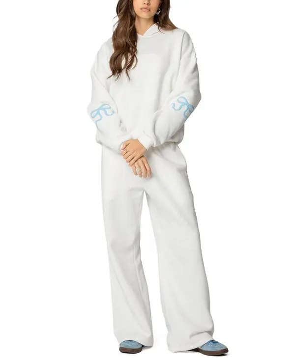 EDIKTED Bonney Bow Detail Sweatpants - Cream