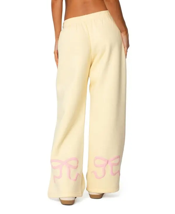 EDIKTED Bonney Bow Detail Sweatpants - Yellow