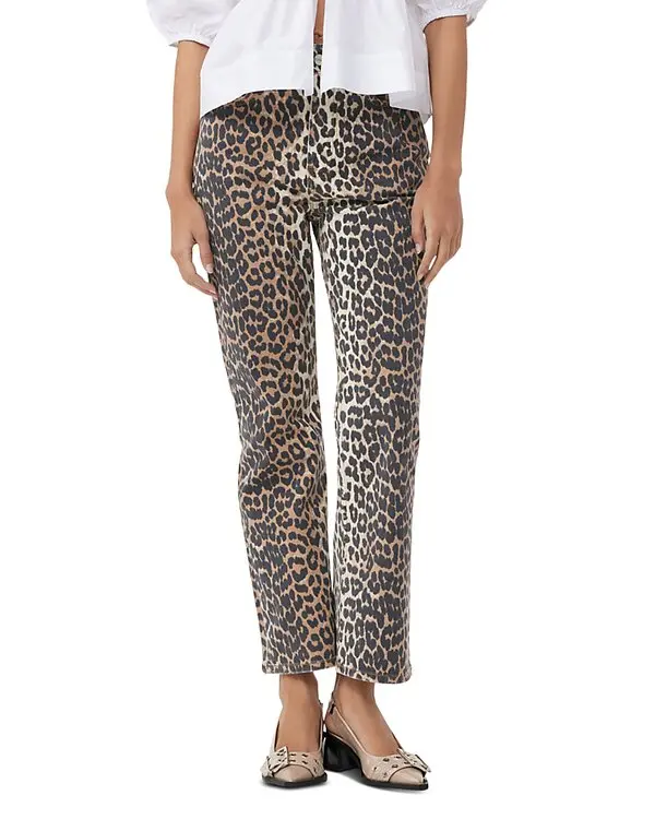 GANNI Print Cropped Jeans - Leopard