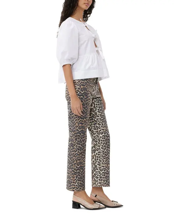 GANNI Print Cropped Jeans - Leopard