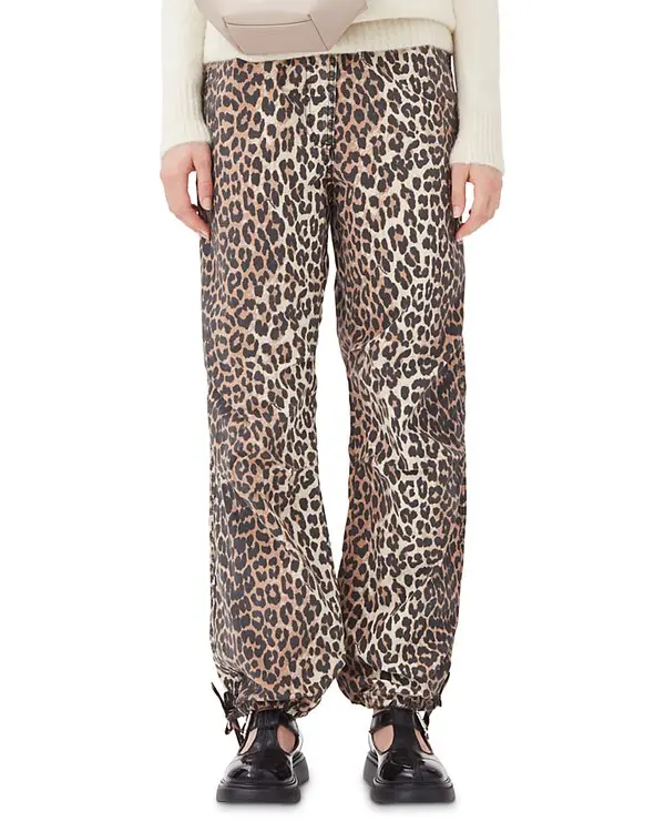 GANNI Leopard Print Drawstring Pants