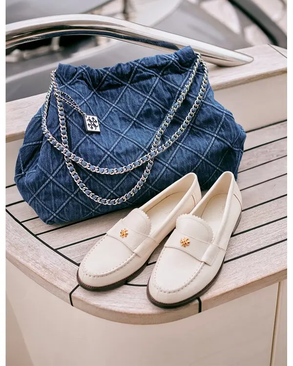 Tory Burch Fleming Hobo Bag - Denim/silver