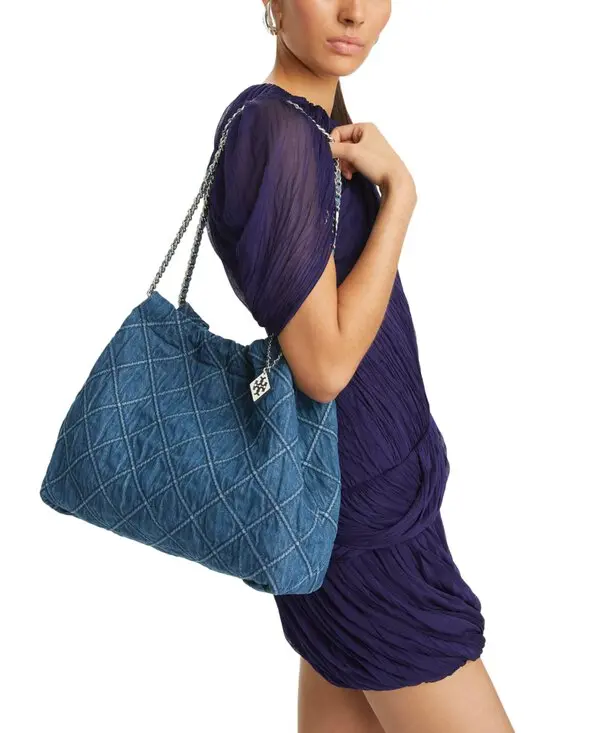 Tory Burch Fleming Hobo Bag - Denim/silver