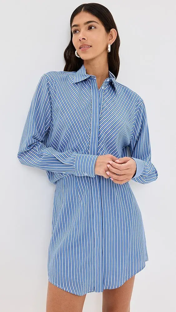 brandon maxwell vera shirt dress Brandon Maxwell Vera Shirt Dress Brandon Maxwell The Vera Button Down Mini  Silk Shirtdress