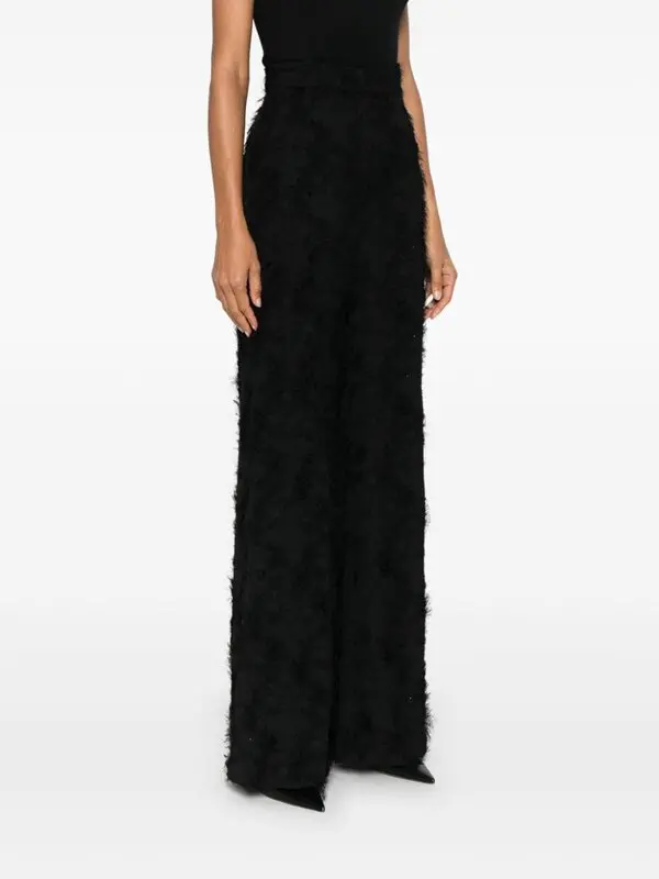 NISSA Patterned Jacquard Wide Leg Trousers - Black