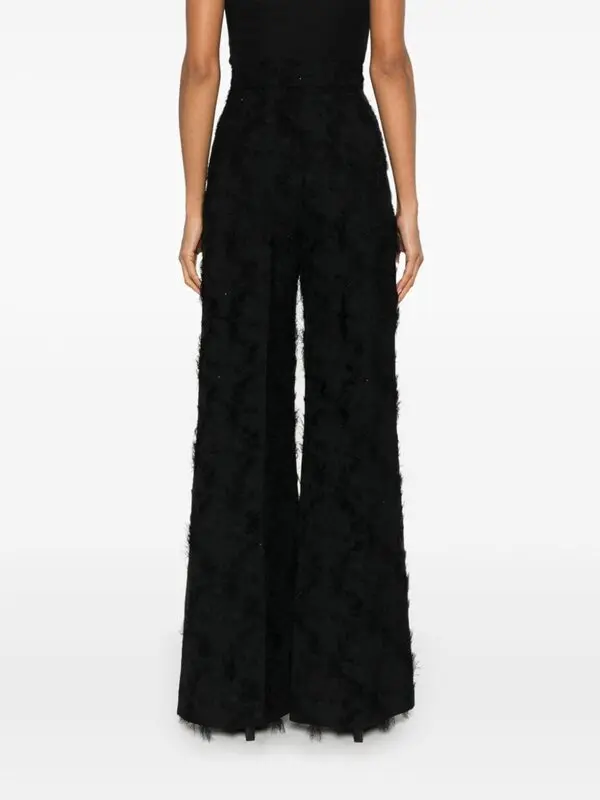 NISSA Patterned Jacquard Wide Leg Trousers - Black