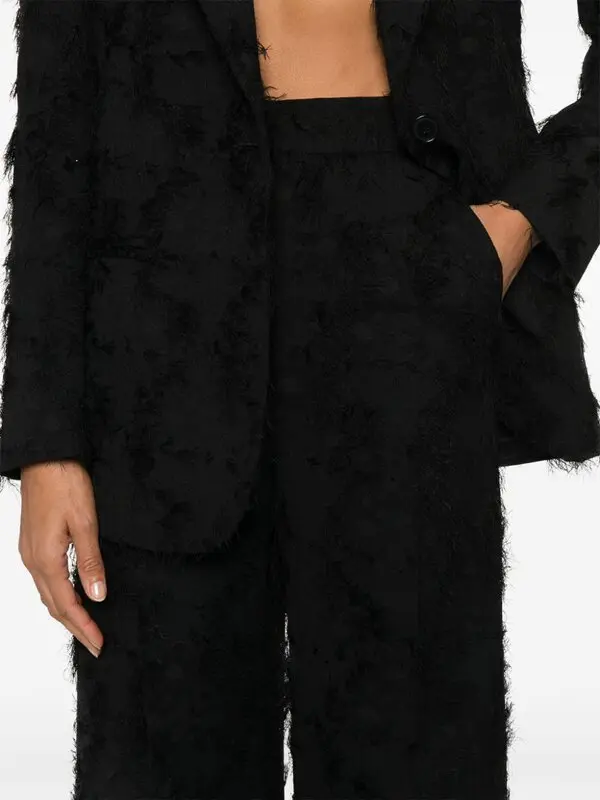 NISSA Patterned Jacquard Wide Leg Trousers - Black