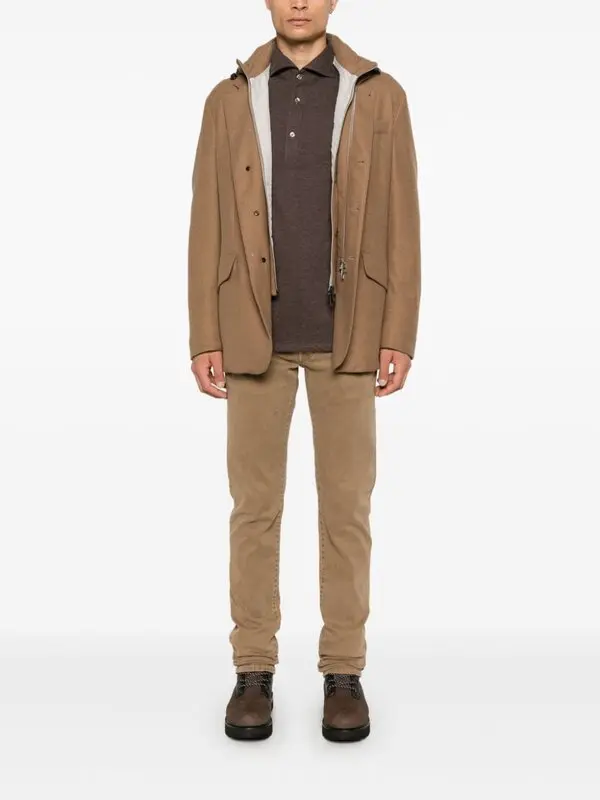 ORIAN Jersey Polo Shirt - Brown
