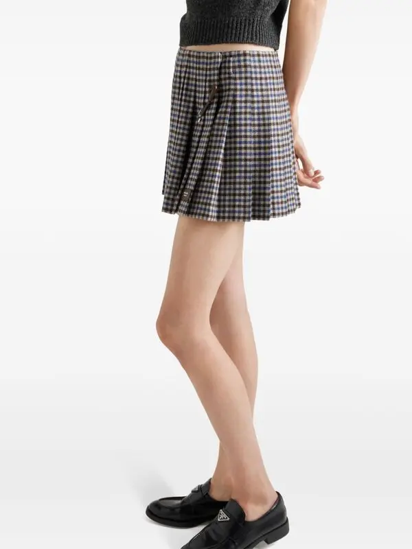 Prada Checked Wool Mini Skirt