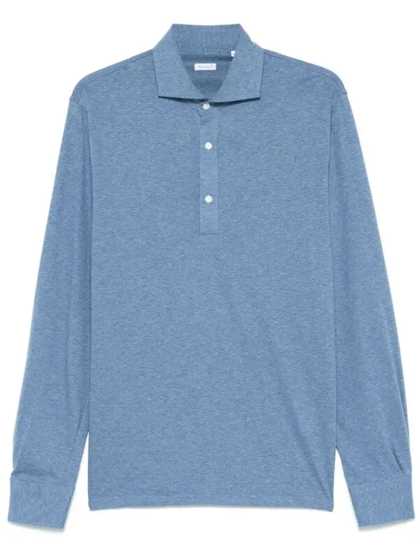 ORIAN Mélange-effect Polo Shirt - Blue