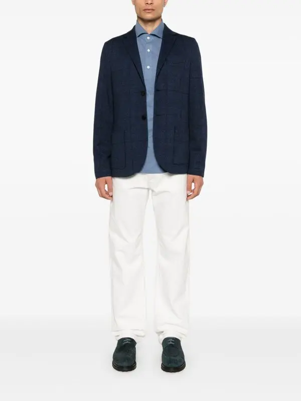 ORIAN Mélange-effect Polo Shirt - Blue