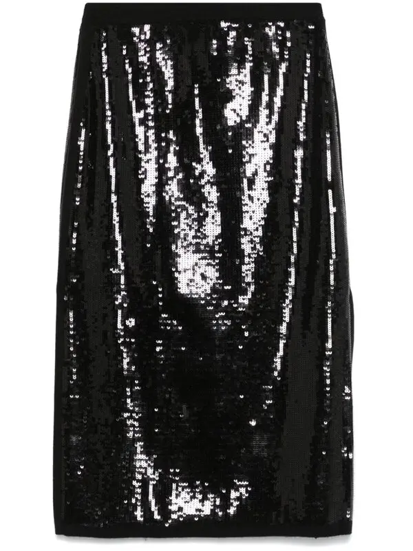 TWINSET Sequinned Midi Skirt - Black