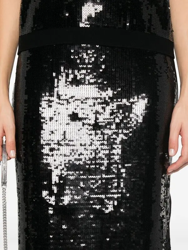 TWINSET Sequinned Midi Skirt - Black