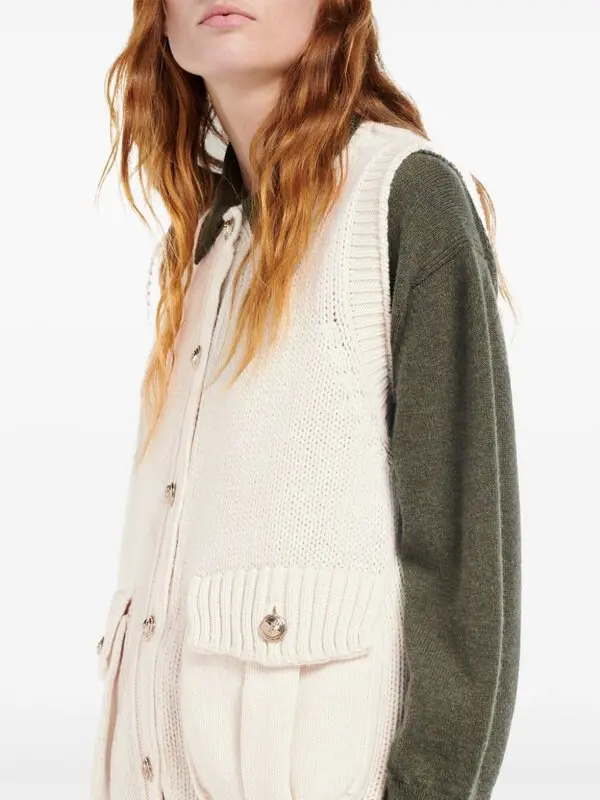 BARRIE Chunky Knit Vest - White