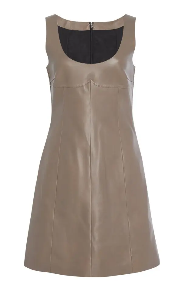 Del Core Leather Mini Dress - Taupe | Editorialist