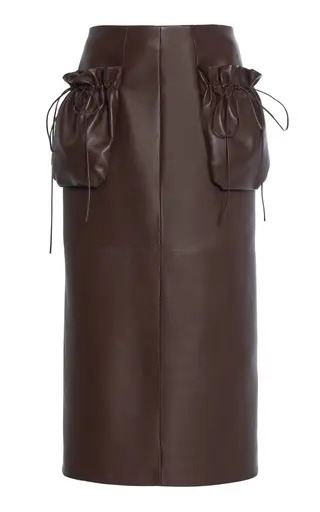 DEL CORE Pocket-detailed Leather Midi Skirt
