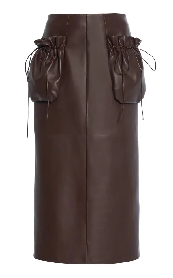 DEL CORE Pocket-detailed Leather Midi Skirt
