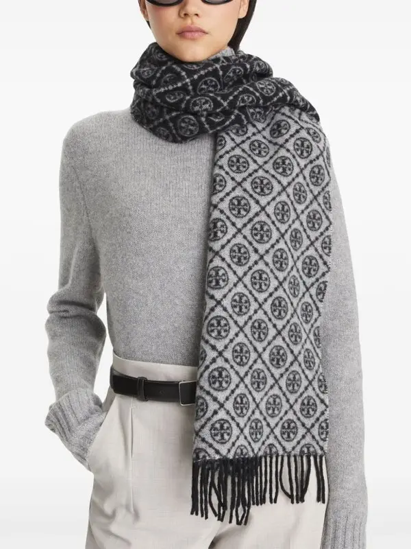 Tory Burch T Monogram Scarf - Black
