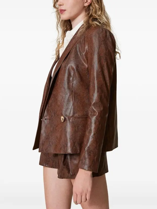 TWINSET Lizard-skin Effect Faux Leather Blazer