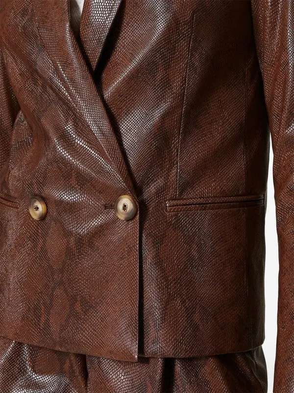 TWINSET Lizard-skin Effect Faux Leather Blazer