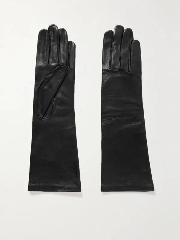 AGNELLE Celia Leather Gloves - Black