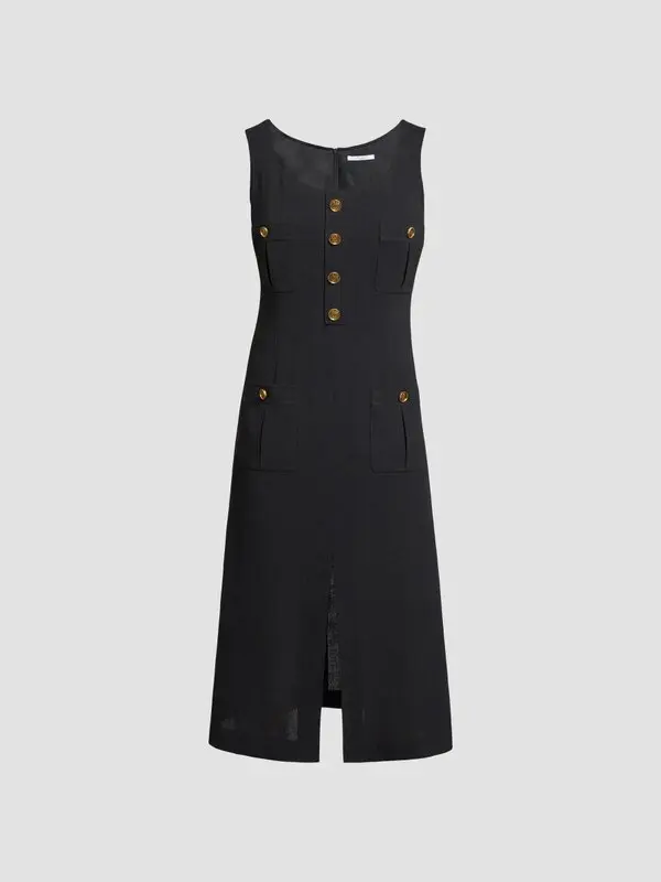 Santorelli Virgin Wool A-line Midi-dress - Black