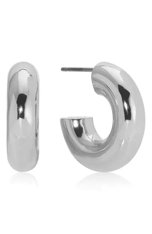 Ettika Mini Thick Classic Hoop Earrings - Rhodium